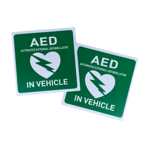 AED IN VEHICLE Stickers [Pack/2] (AEDSTICKER1) - Defibshop