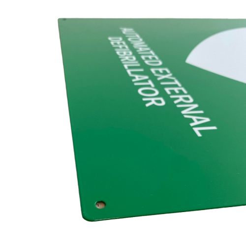 AED Flat Green Metal Wall Sign - A2 - 59.4cm x 42cm
