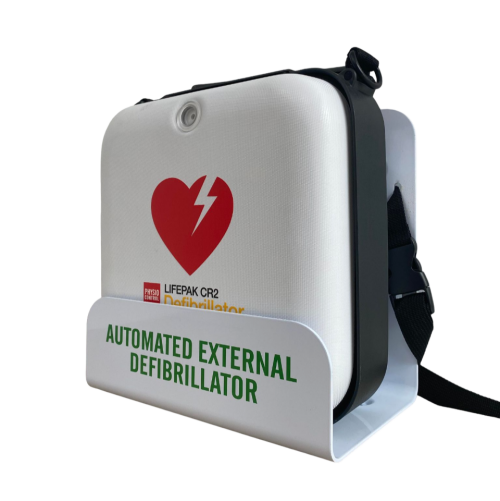 AED / Defibrillator White Metal Wall Bracket with Strap 23 x 23cm