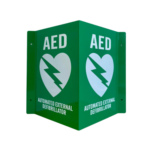 AED 3D Green Metal Wall Sign – Large 30 x 21cm - Defibshop