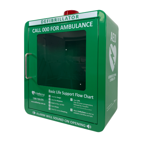 Green Indoor Wall Mounted AED Cabinet With Alarm & Strobe Light