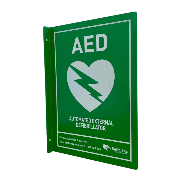 AED 90-Degree Metal Wall Sign - A4 - Defibshop