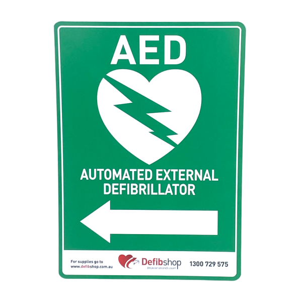 AED Laminated Arrow sign - Left - A4 (SIGN6-DFS) - Defibshop